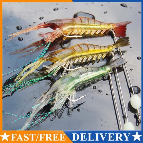 6G 3PCS Luminous Soft Lures Artificial Shrimp Hooks Fishing Baits AU | eBay