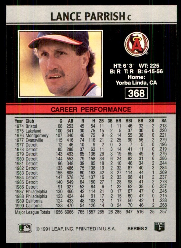 1991 Leaf Lance Parrish Baseball Cards #368 | eBay