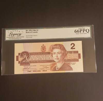 1986 Bank of Canada $2 RADAR Banknote. 3-DIGIT RADAR. GEM UNC-66. | eBay