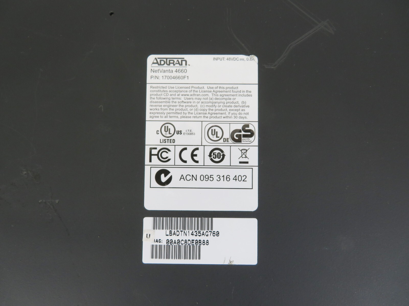 Adtran 17004660F1 Adtran Netvanta 4660 Router 5 Ports Management Port ...