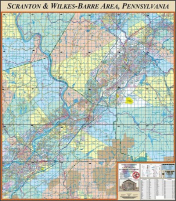 Scranton & Wilkes Barre, PA Wall Map | eBay