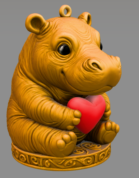 Cute Rhino with Heart – STL File for 3D Printing - Rhino pendant for 3D ...