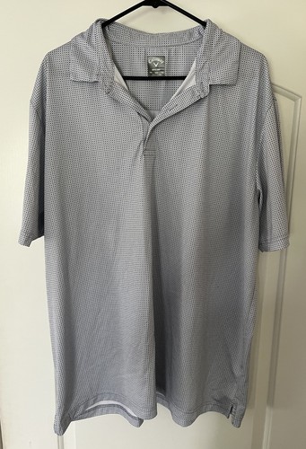 Callaway Opti Dry Golf Polo Mens sz 2XL White Gray Square Plaid All ...