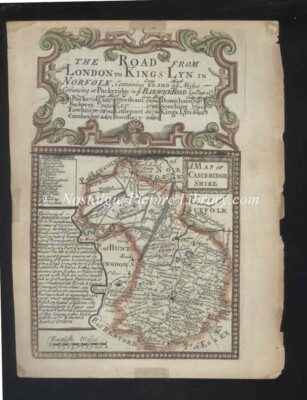 ORIGINAL ANTIQUE ROAD MAP BY OWEN & BOWEN LONDON TO KINGS LYNN c1764 | eBay