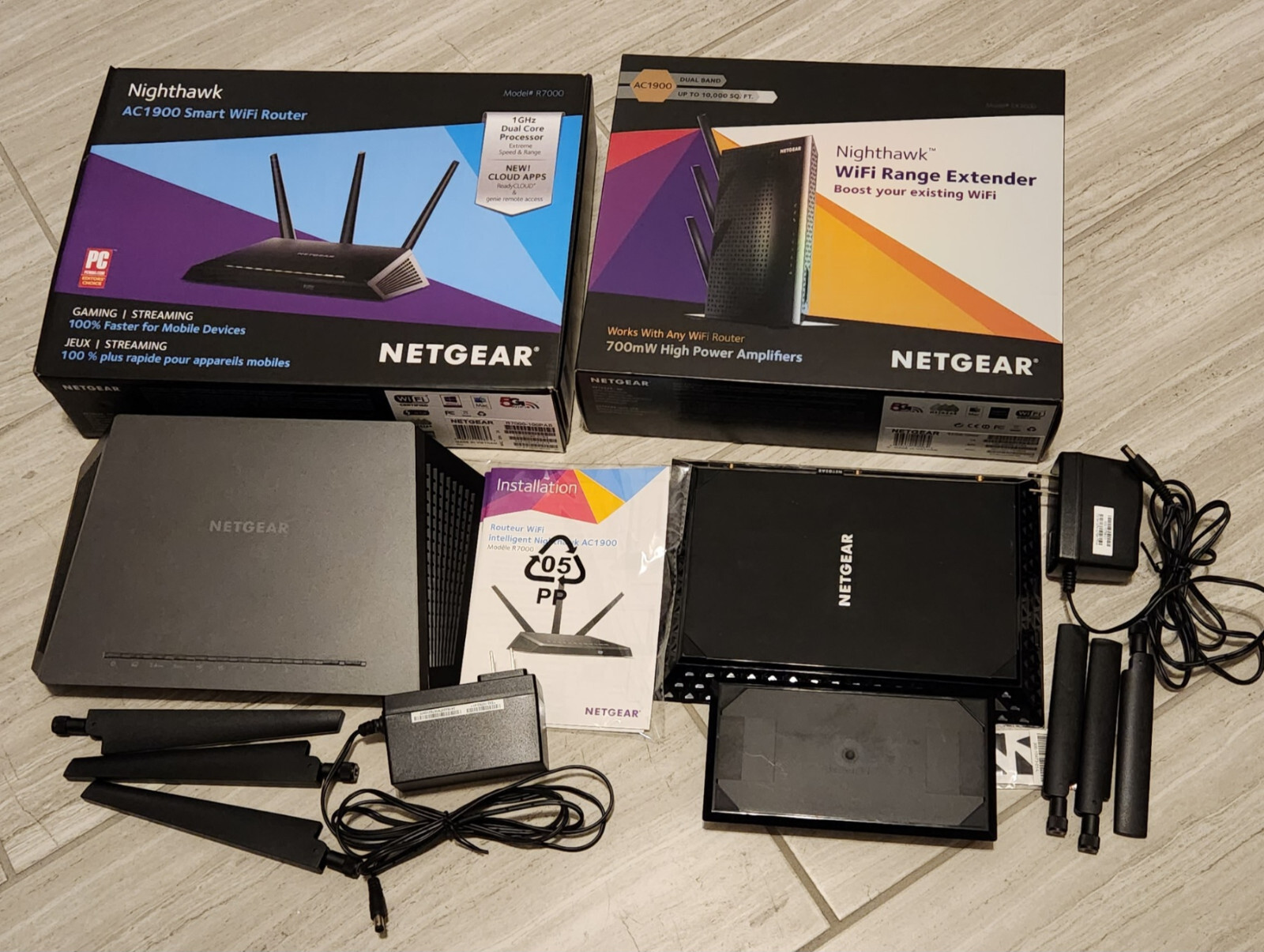 Netgear R7000 Nighthawk AC1900 Dual-Band Smart WiFi Router AND EX9000 ...