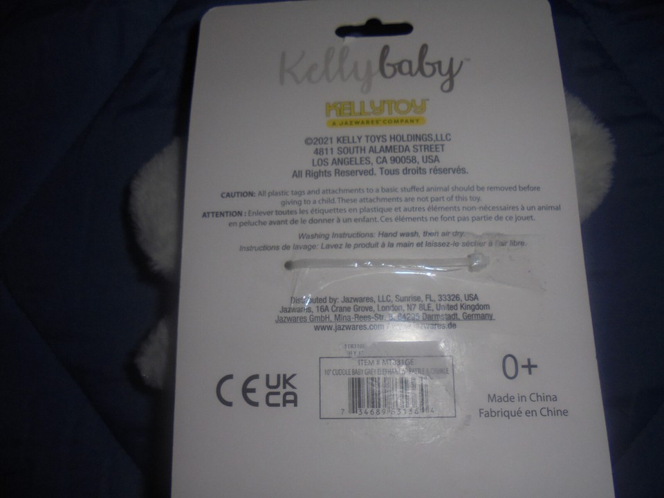 Kelly Baby 10" Cuddle Gray Elephant w/ Rattle & Crinkle Ears | eBay