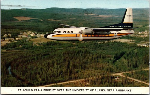 Postcard Alaska's First Airline Fairchild F27-A Prop Jet near Fairbanks ...