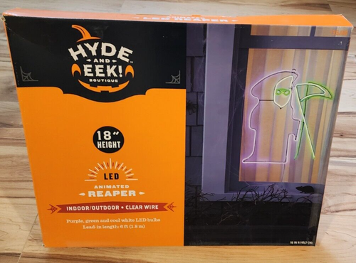 HYDE & EEK! LED NEON ANIMATED GRIM REAPER HALLOWEEN LIGHT WALL DECOR ...