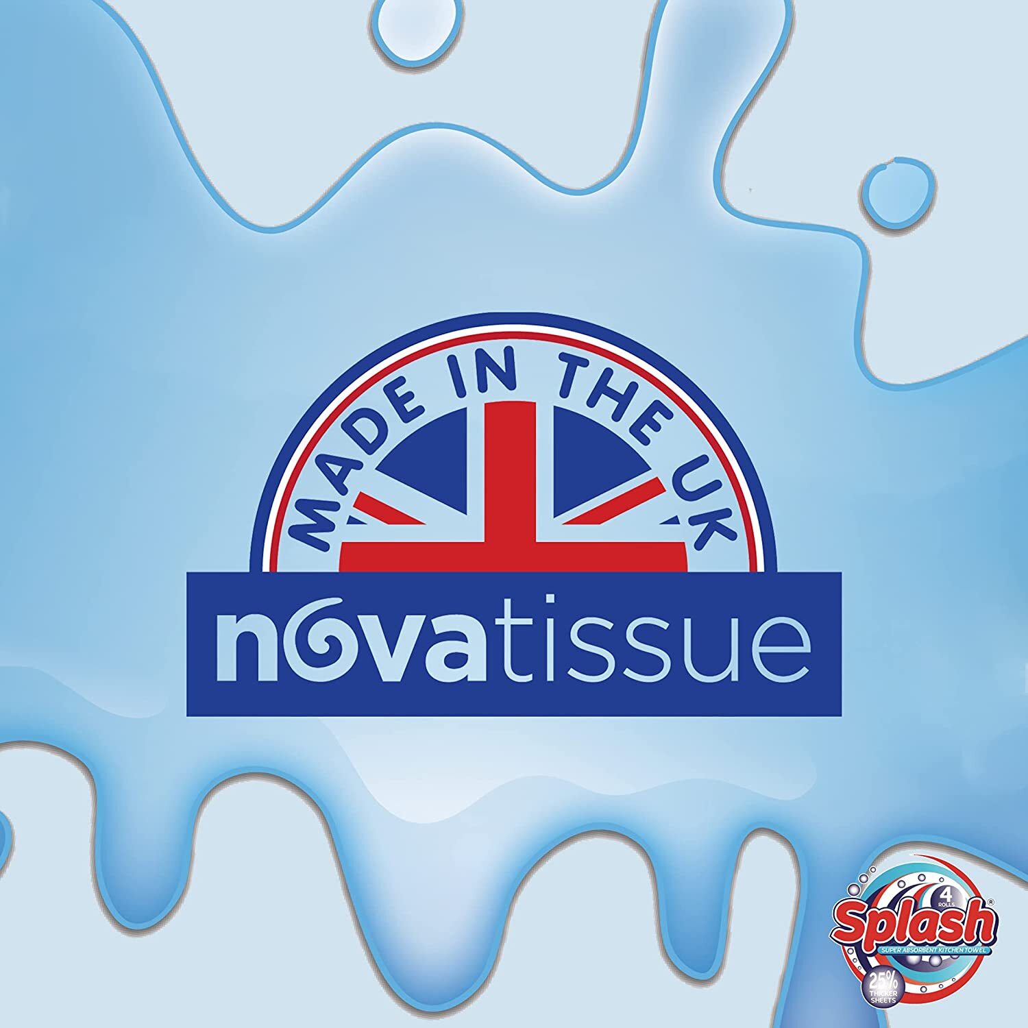 24 Splash Kitchen Roll 4-Pack, White Paper Embossed, Strong ...