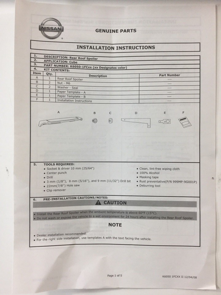 K6050-1FC3E Nissan Cube Rear Spoiler NEW OEM!! K60501FC3E | eBay