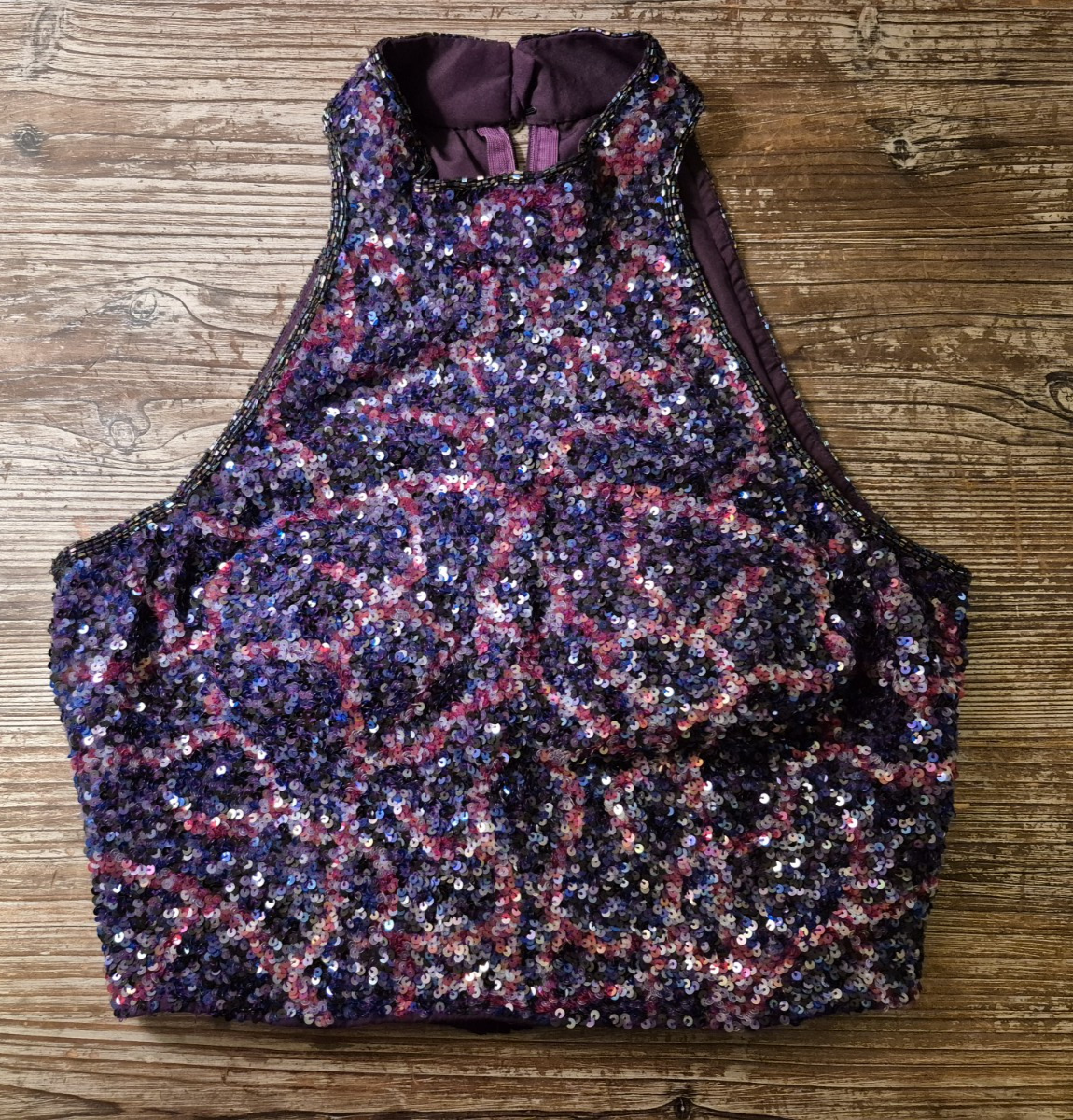 NWOT Cruise wear Party Fun Sequin Silk Top Je Matadi Purple Size L, 35 ...