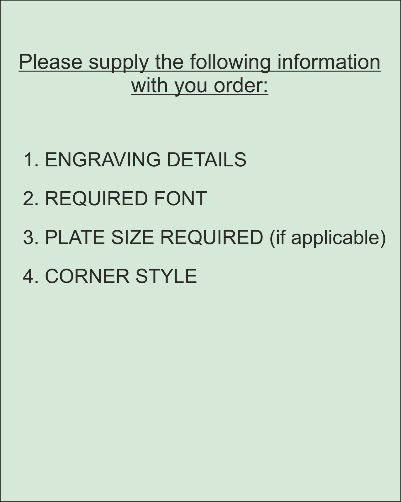 Engraved aluminium Plaque/Plate- Custom size corner font options-self ...