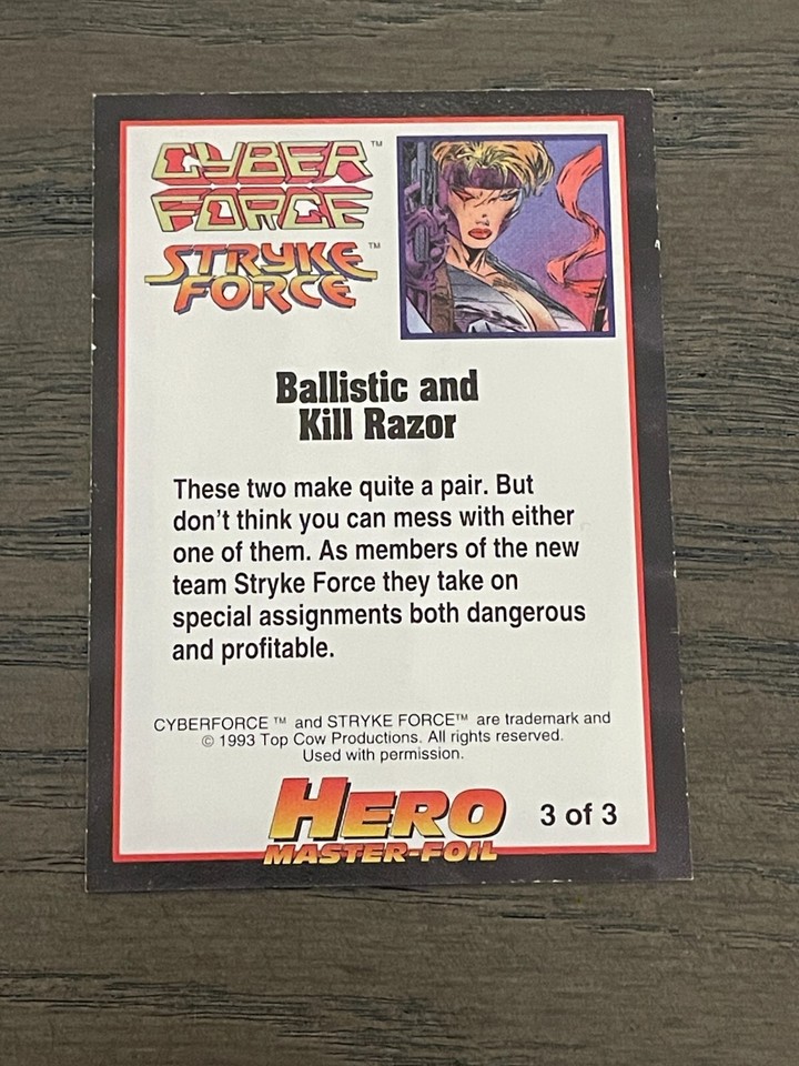 1993 Hero Master Foil Cyber Force Stryke Force Ballistic And Kill Razor ...