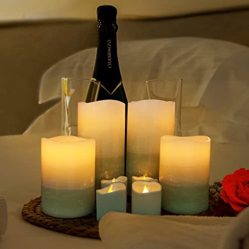 Green Candles Flameless Led Candles W/ Remote Control Set Of 8 Led ...