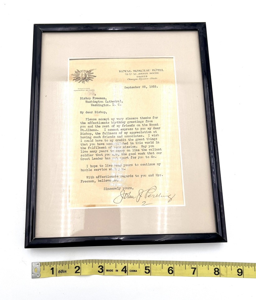 John J Pershing Autographed Letter - WW1 Commander Of American Forces ...