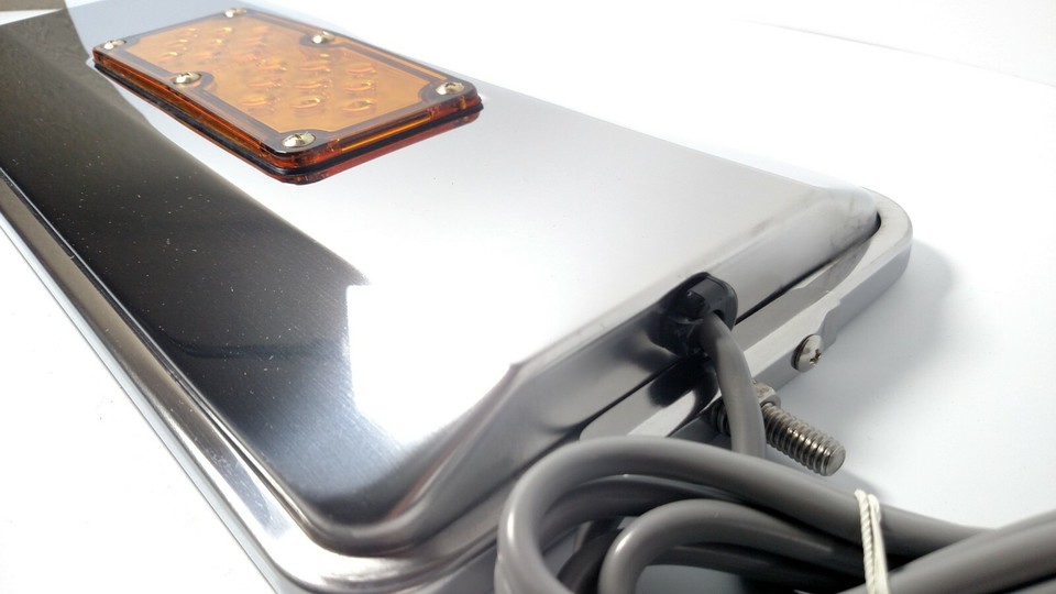 Pair Heated Lighted Stainless Mirrors Amber LED 7x16 For Peterbilt KW ...