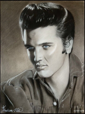 ORIGINAL Elvis Presley 18x24 realistic charcoal drawing (FRAMED) | eBay