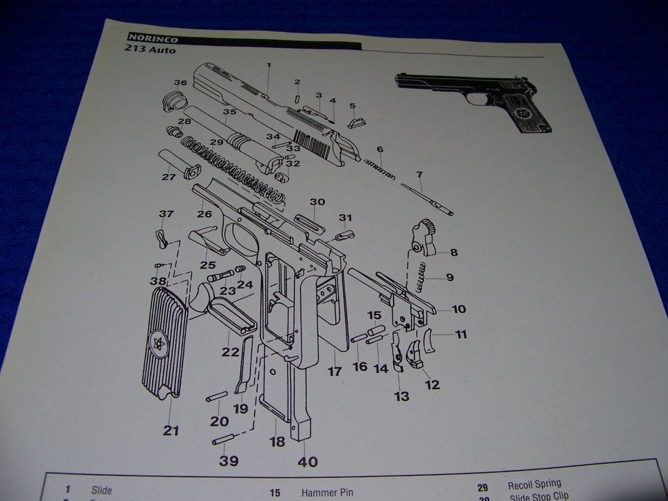 N.DETONICS SCOREMASTER/SERVICE & NORINCO 213 AUTO..LEGEND/EXPLODED VIEW ...