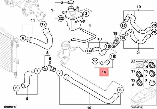 Genuine BMW MINI R50 R52 Cabrio Coupe Radiator Coolant Hose OEM ...
