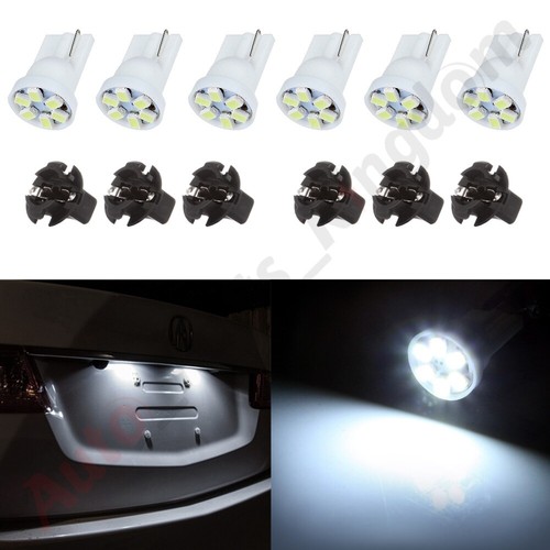 6X 1/2" HOLE TWIST LOCK SOCKET WHITE LED T10 194 FOR INSTRUMENT PANEL ...