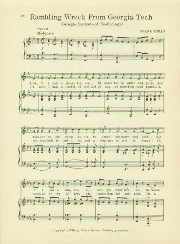 GEORGIA TECH Vintage Fight Song Sheet c1927 "Rambling Wreck from ...