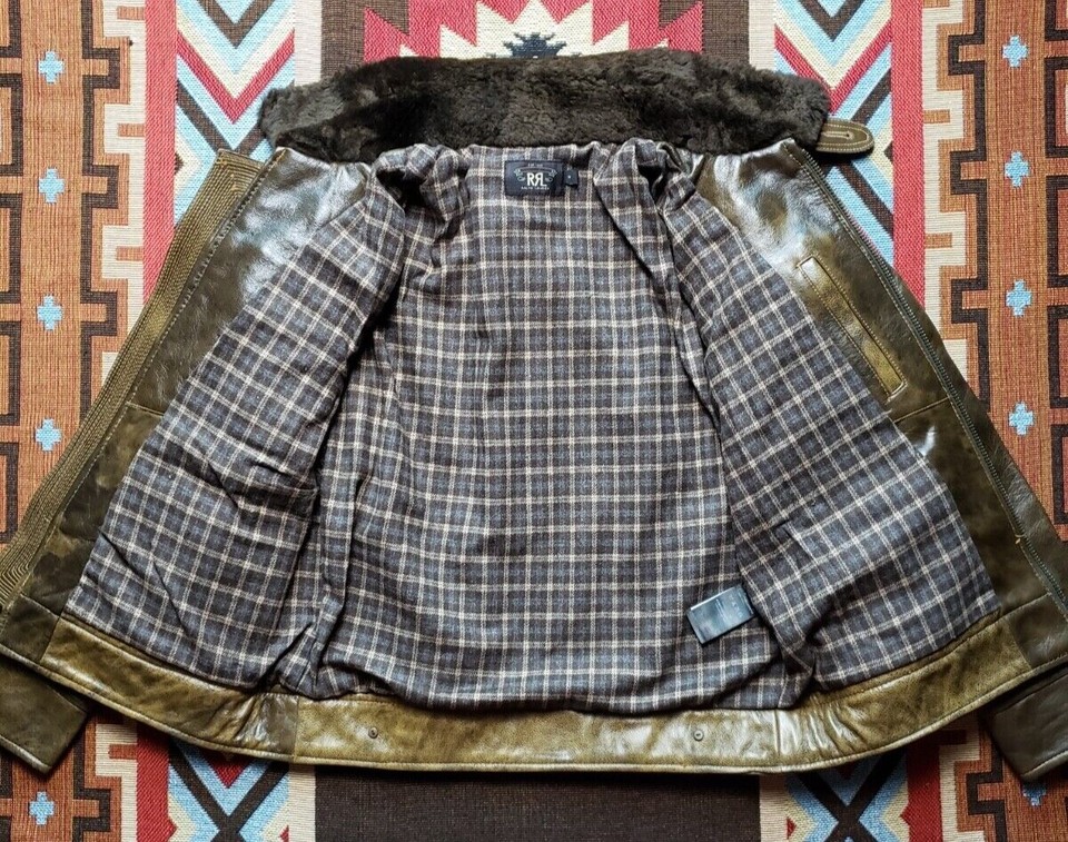 RRL Double RL Ralph Lauren Hunting Leather Jacket Mens M (fits like a ...