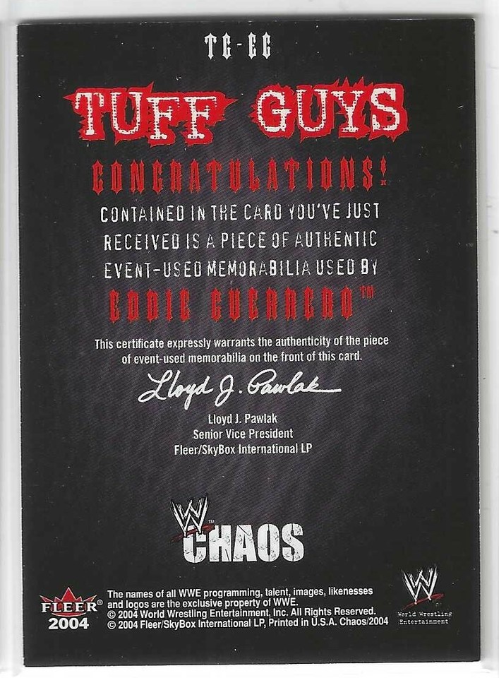 Eddie Guerrero 2004 Fleer WWE Chaos Tuff Guys Event-Used Memorabilia ...