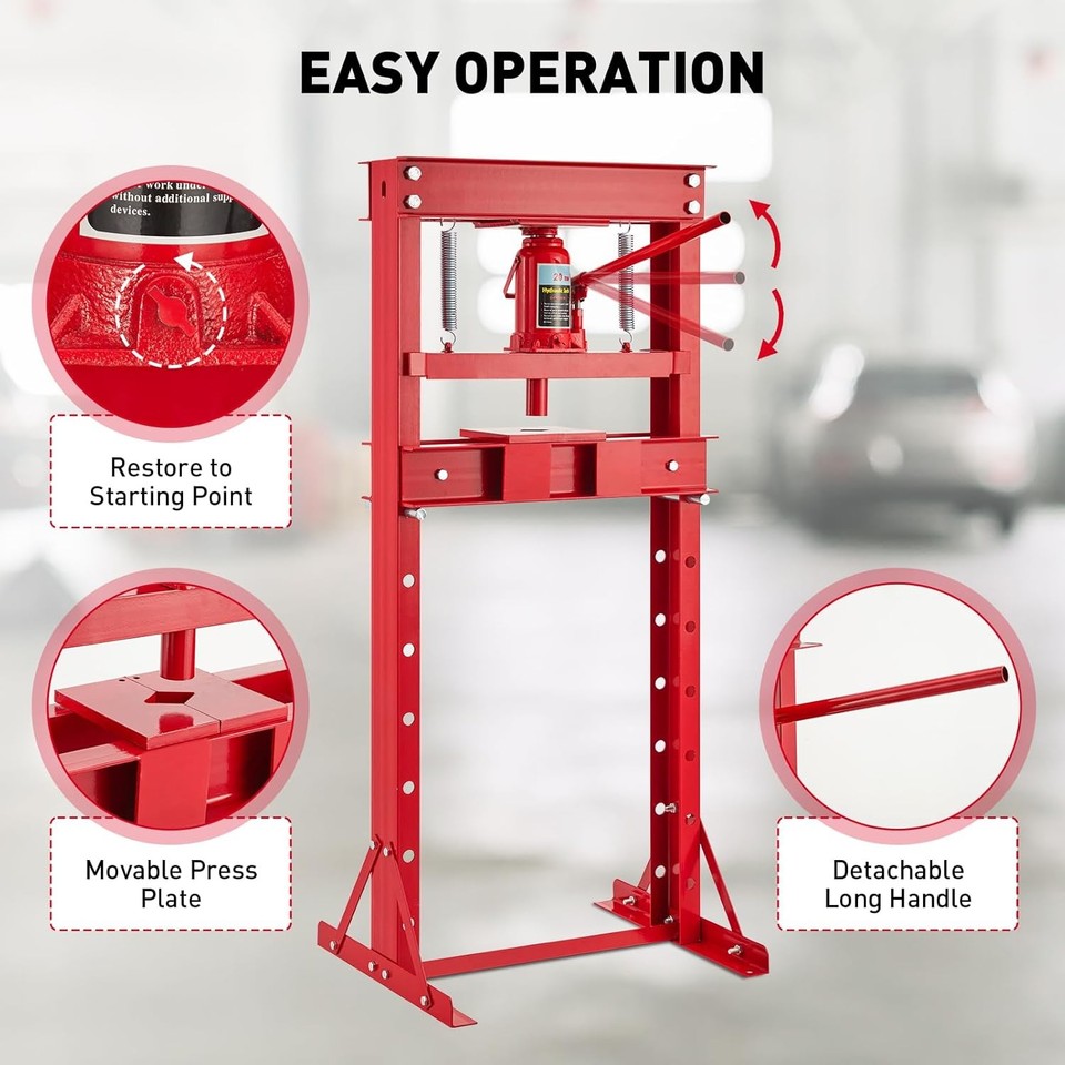 20-Ton Hydraulic Shop Press – Heavy-Duty Metalworking Power Tool for ...