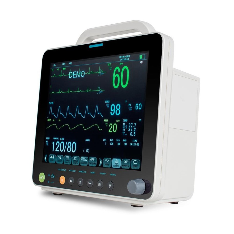 12 Inch Portable Patient Monitor 6 Parameter Signs Machine ECG NIBP ...