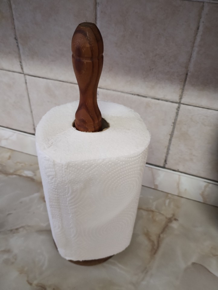 VINTAGE PINE FREESTANDING KITCHEN POLY ROLL HOLDER GOOD QUALITY OWNED ...