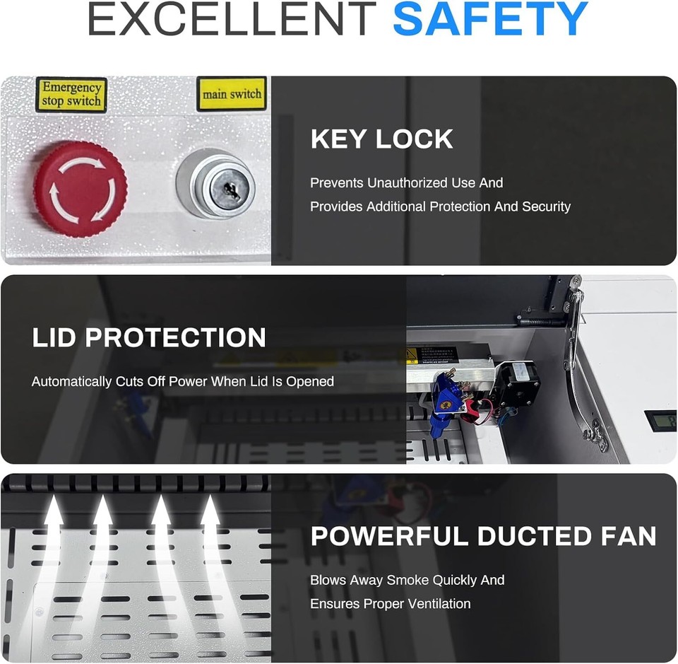 40W CO2 Lasers Engraver 8"x12" Desktop K40+ Lasers Engraving Machine ...