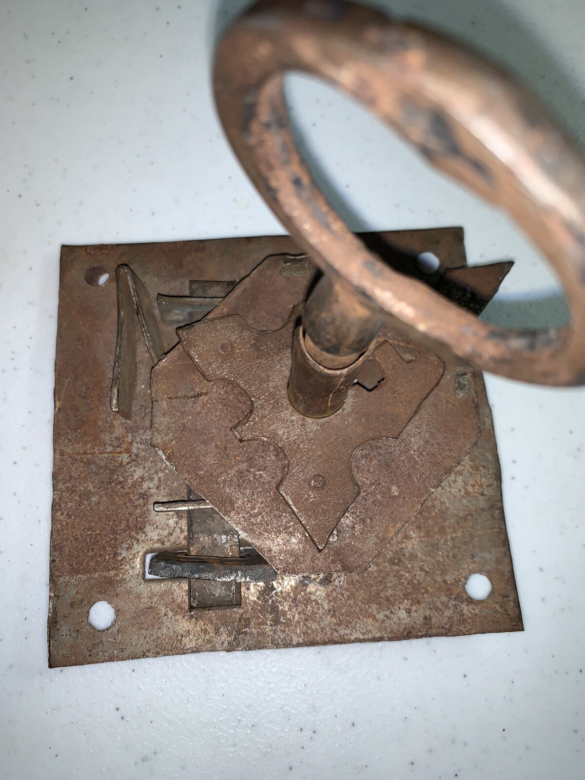 ANTIQUE LOCK W/ KEY. WROUGHT IRON FORGED, LOCK MECHANISM | eBay