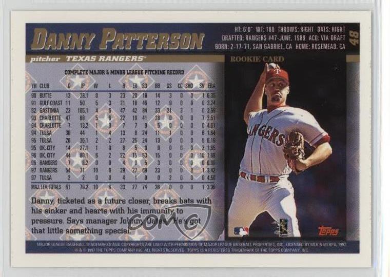 1998 Topps Inaugural Arizona Diamondbacks Danny Patterson #48 | eBay