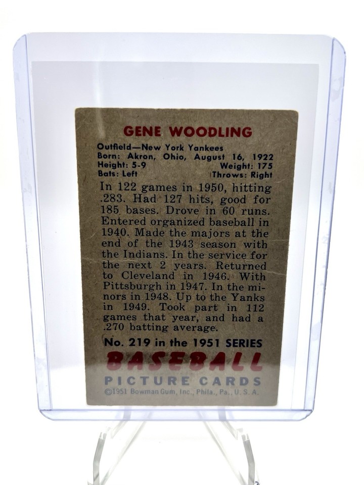 1951 Bowman - Gene Woodling New York Yankees #219 (RC) | eBay