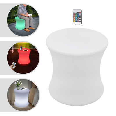 16 Color-changing LED Light Up Chair Round Cube Stool Atmosphere Lamp w ...