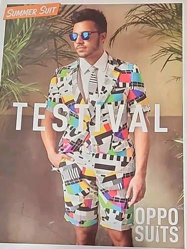 Oppo Suit Testival 80s Glam Shorts Suit Costume Neon Party Miami Vice ...
