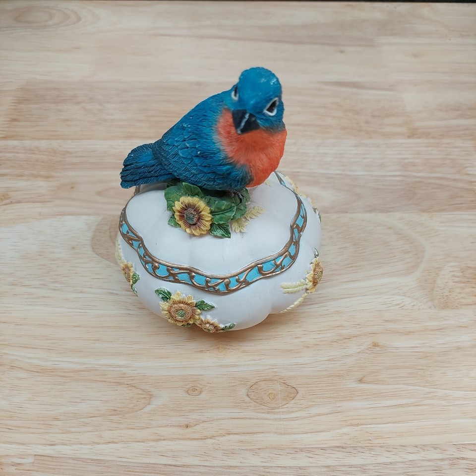 Vintage Blue Bird Music Box Trinket Dish "Somewhere over the rainbow ...