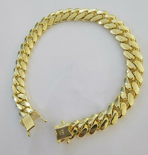 REAL 14k Gold Bracelet Miami Cuban Link SOLID 14kt Yellow Gold 8.5mm 8 ...
