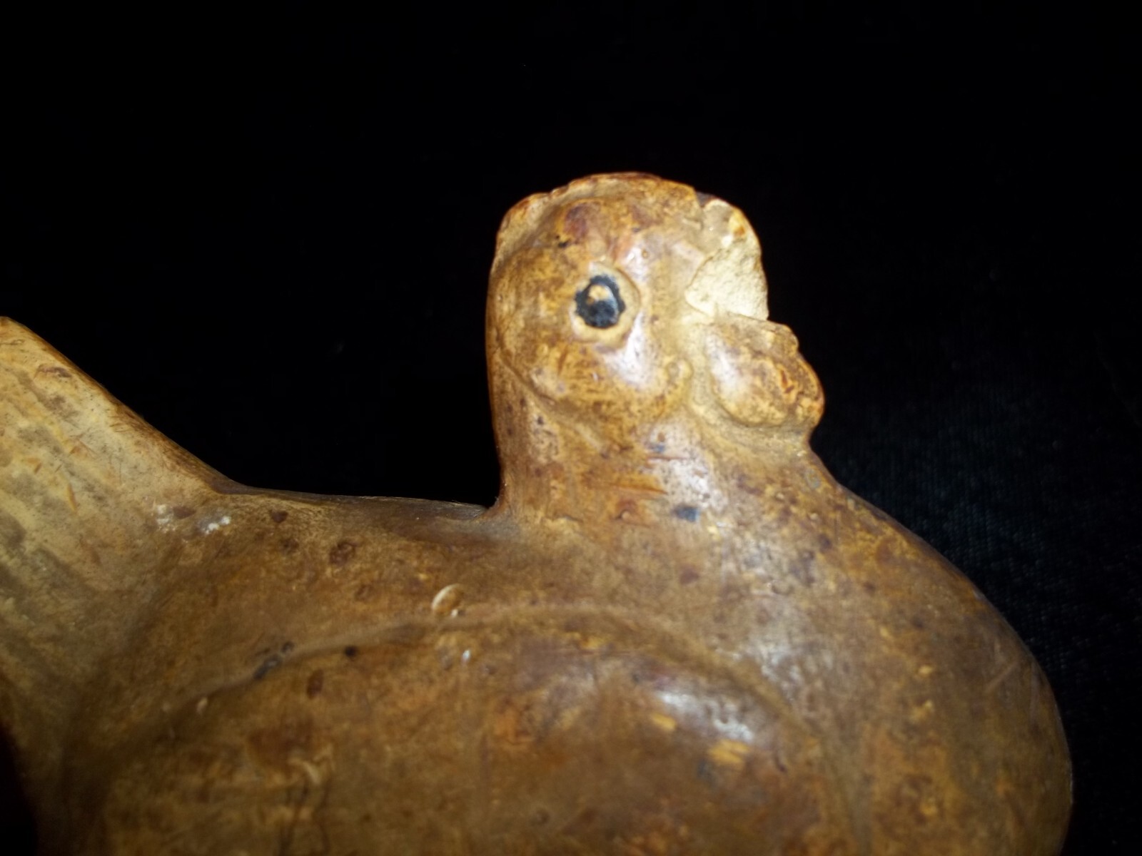 ANTIQUE 19THC FIGURAL CHICKEN YELLOW OR CHALK WARE POTTERY CLAY ...