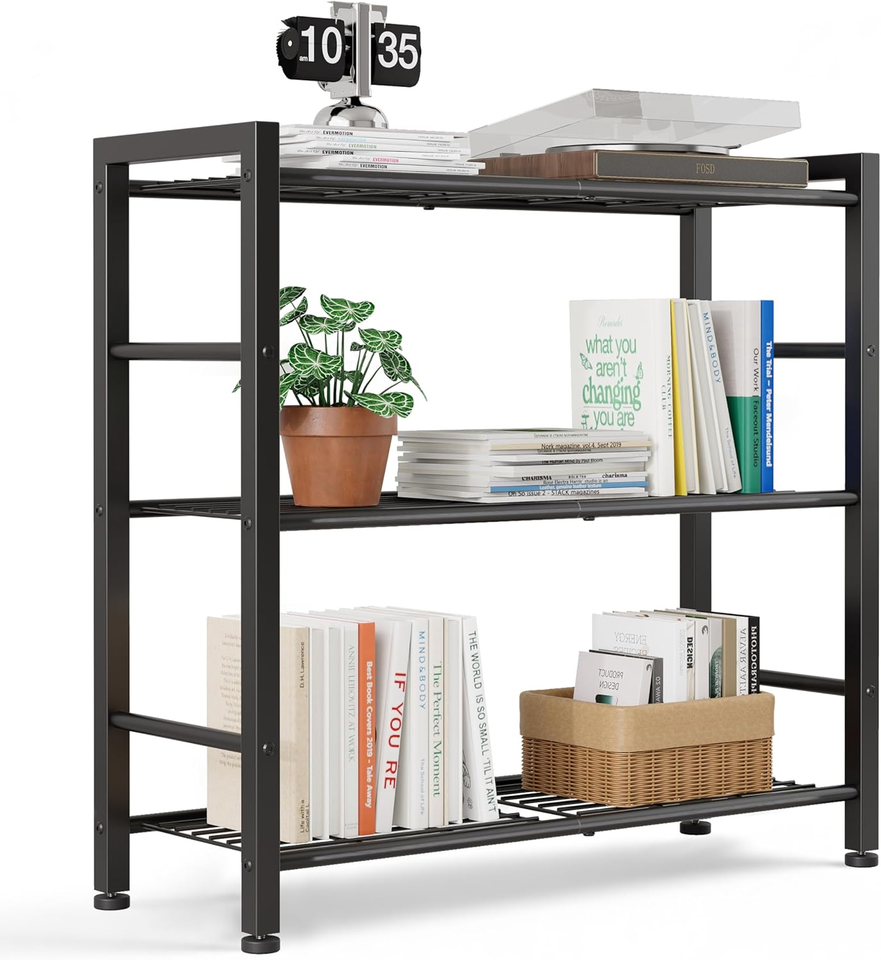 3-Tier Heavy Duty Storage Shelf, Stable Wire Metal Shelving Unit with ...