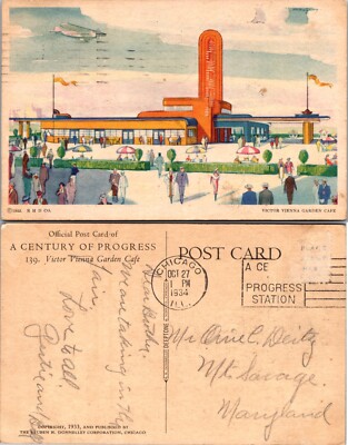 Victor Vienna Garden Cafe Century of Progress Chicago Postcard | eBay