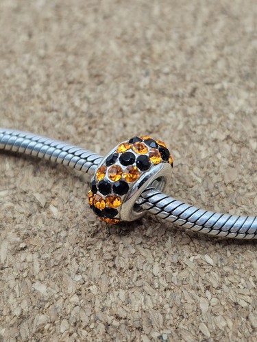Authentic Orange And Black Cz Crystal European Spacer Charm Bead | eBay