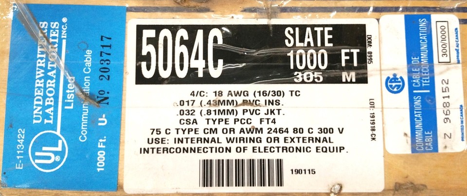 14FT Alpha 5064C, 4C 18 Gauge Unshielded Cable 4C 18AWG Oil & Sun ...