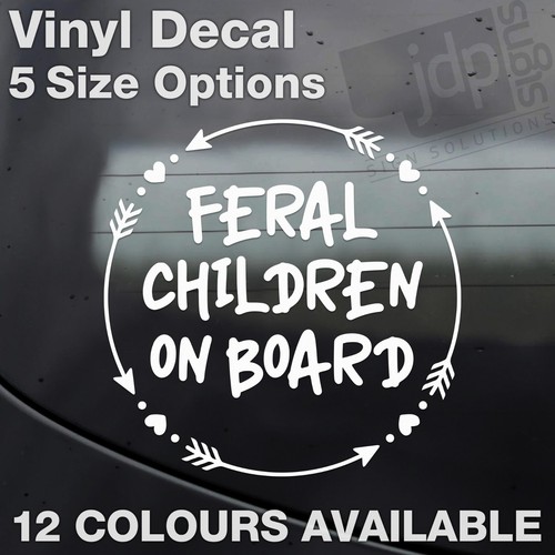 FERAL CHILDREN ON BOARD CAR WINDOW BUMPER VINYL STICKER DECAL - 5 SIZE ...