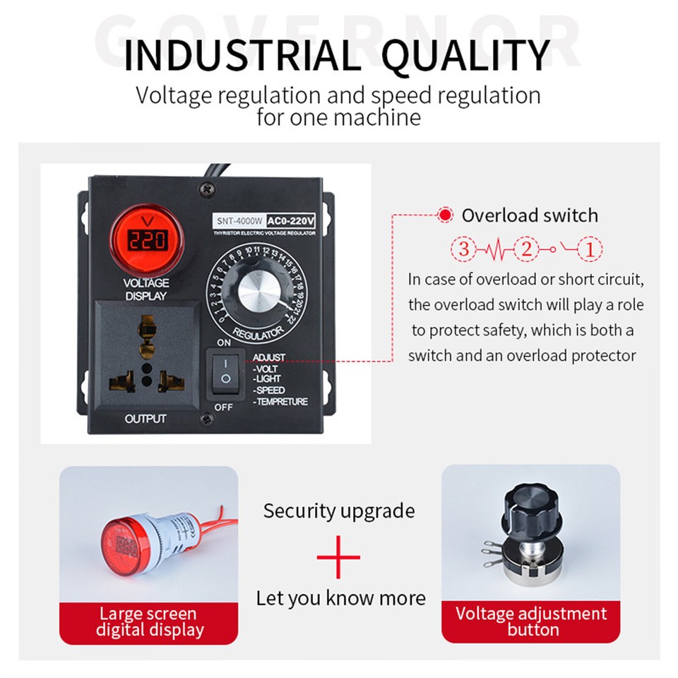 120V~220V 15A Electric Motor Variable Speed Controller 4000W AC Motor ...