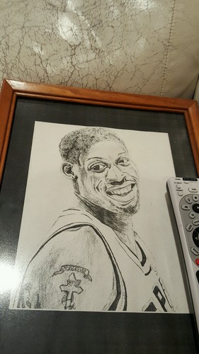 DENNIS RODMAN PENCILS DRAWING PRINT ? ART CHICAGO BULLS DETROIT PISTONS ...