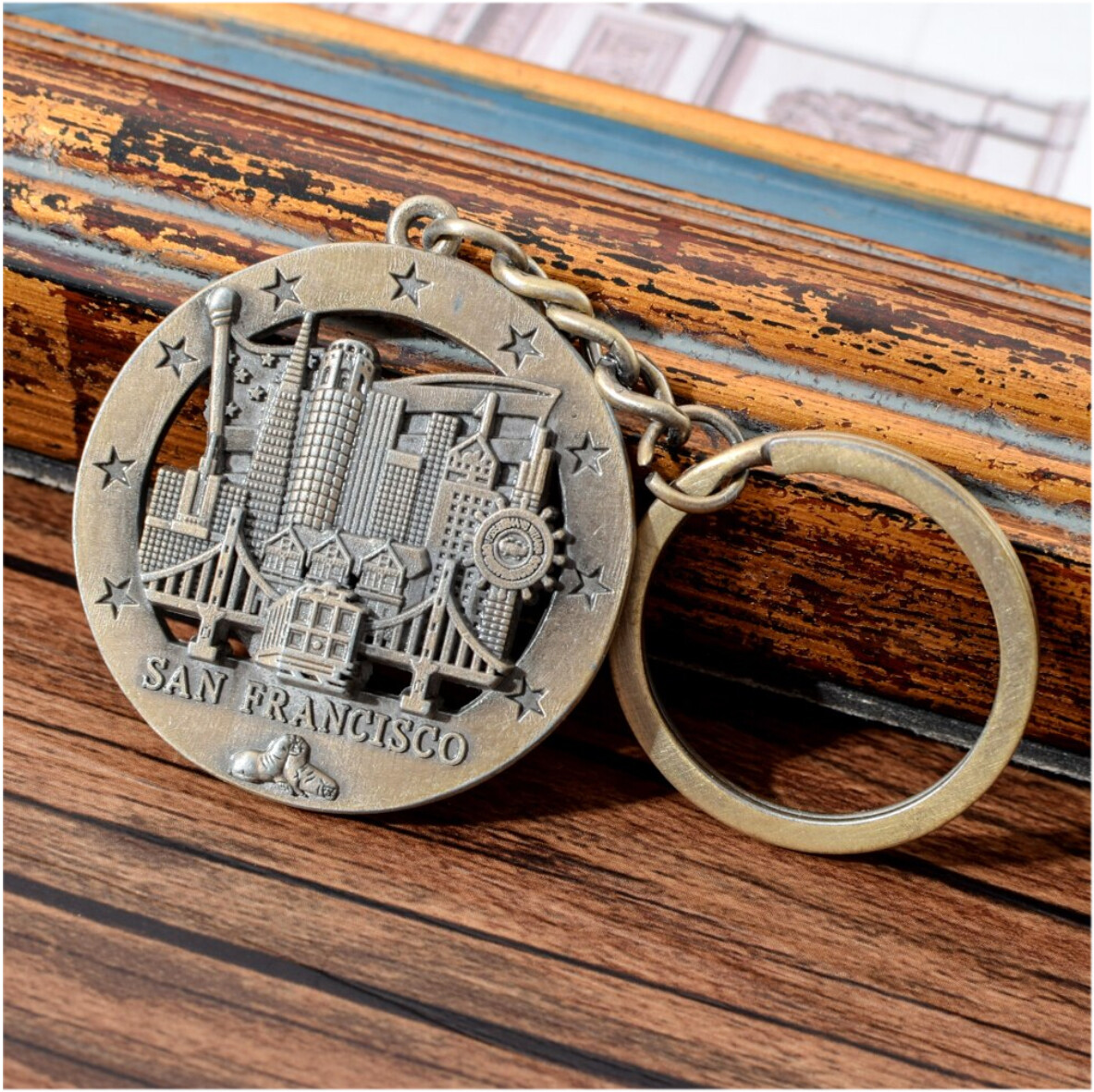 Round Shape San Francisco Keychain Vintage Style 3D Zinc Alloy | eBay