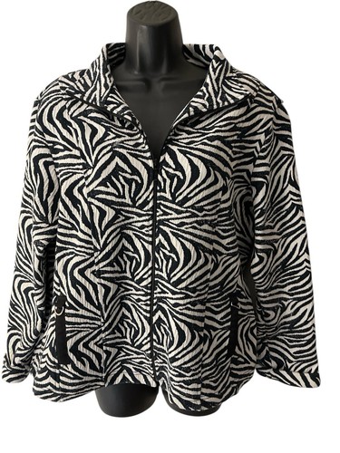 Rafael Sport Jacket Women XL Leisure Sepia Tone Zebra Print Collar Full ...