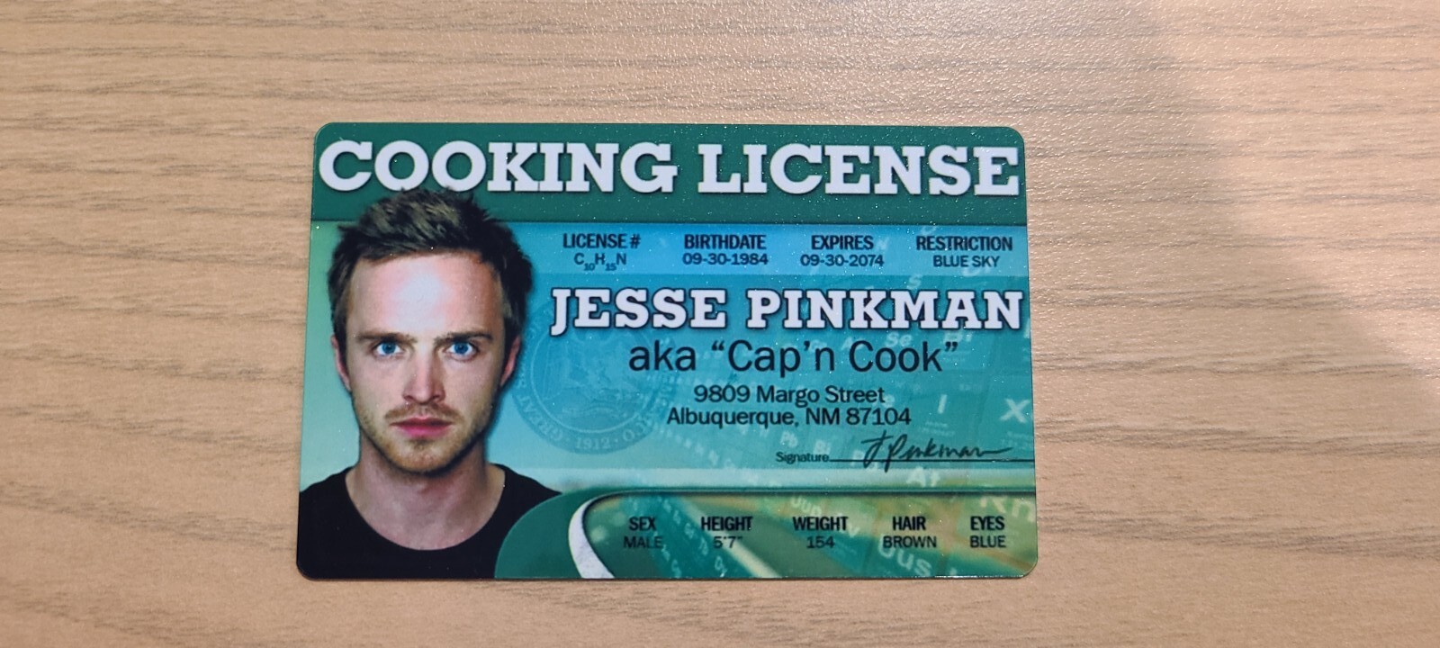 Jesse Pinkman Breaking Bad Novelty Cooking License MADE ON METAL ...
