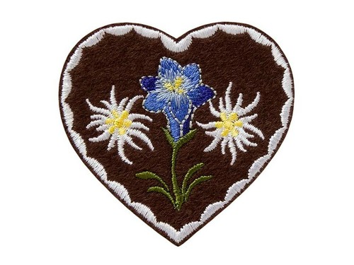 Bügelbild Applikation Aufnäher Patch Trachten Herz Edelweiß Enzian 6,0 x 6,0 cm 4001074067698 | eBay